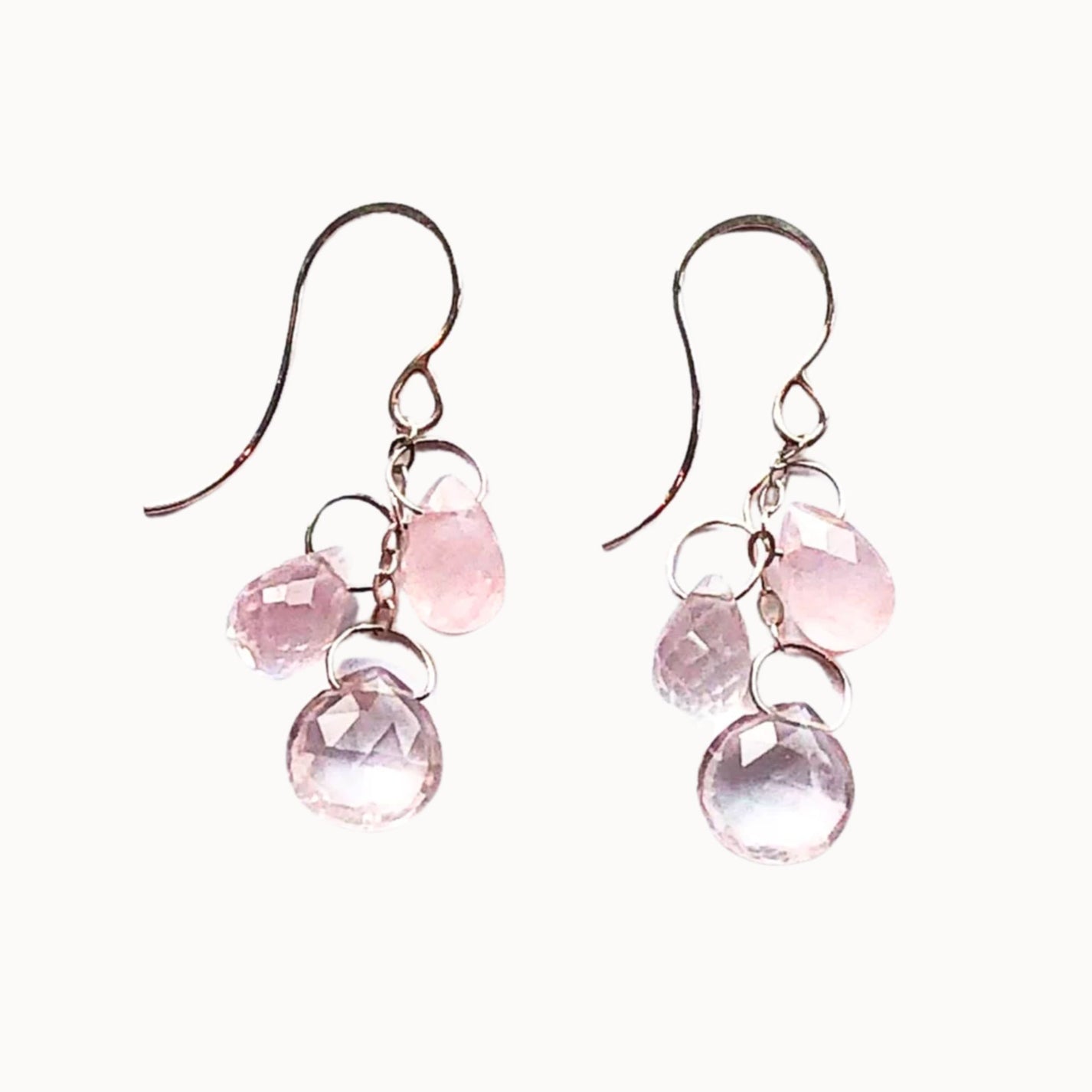 Melissa Joy Manning Sterling Silver Rose Quartz Triple Drop Chain Earr – Thistle Hill